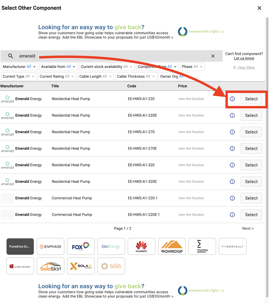 Activating Emerald components – OpenSolar