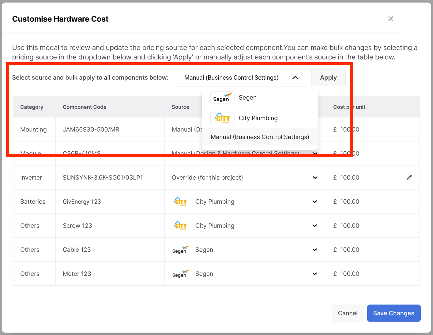 Project Design - Customising Hardware Cost in the Pricing tab – OpenSolar