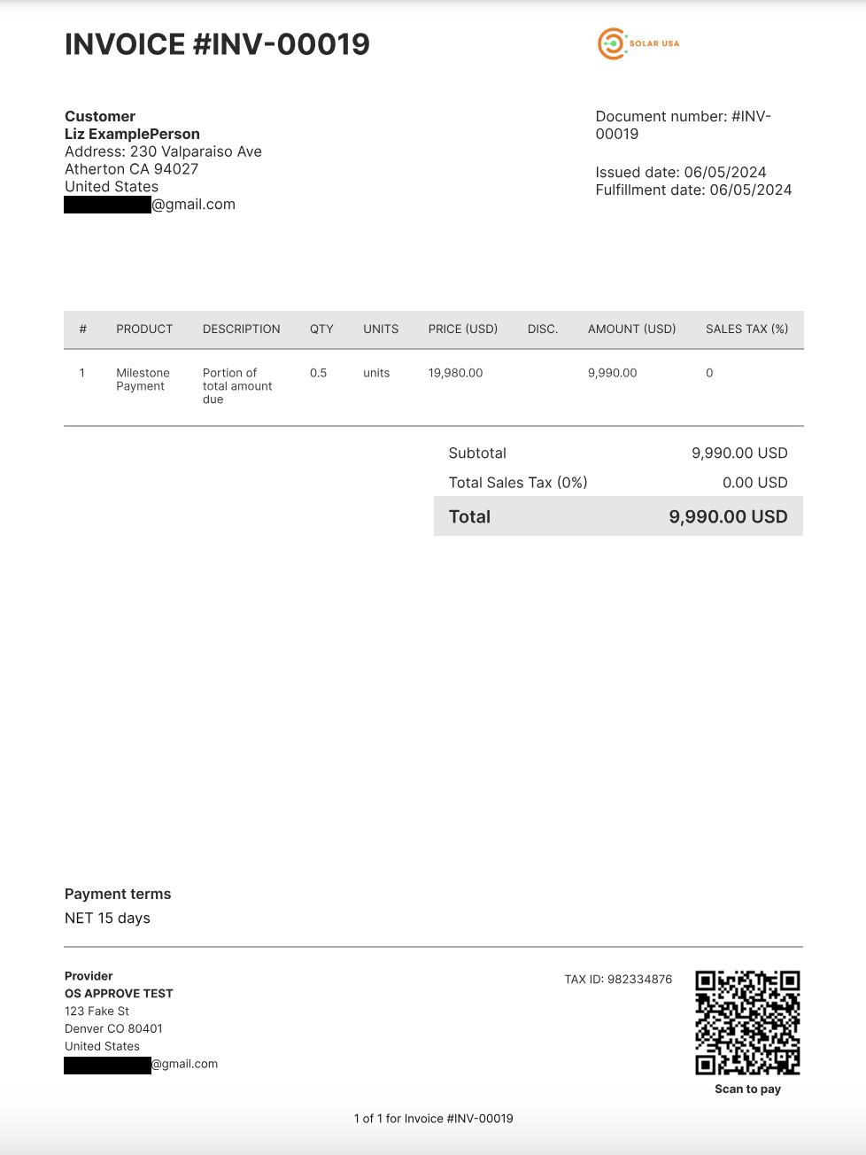 CashFlow Invoice Breakdown – OpenSolar